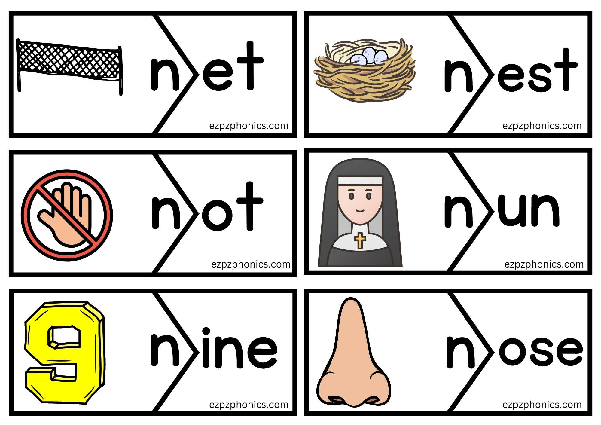 Letter N Puzzle Word Match 1 - ezpzphonics.com