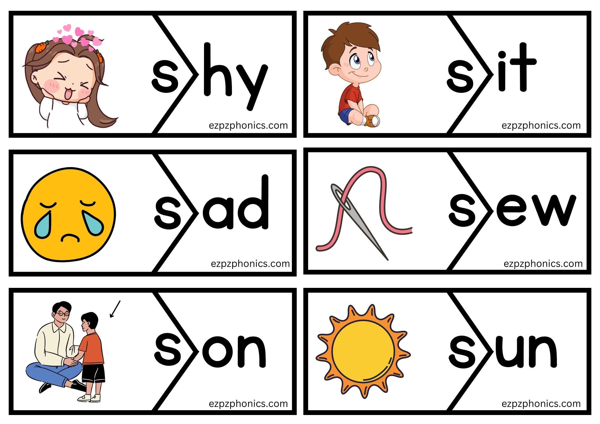 Letter S Puzzle Word Match 1 - ezpzphonics.com