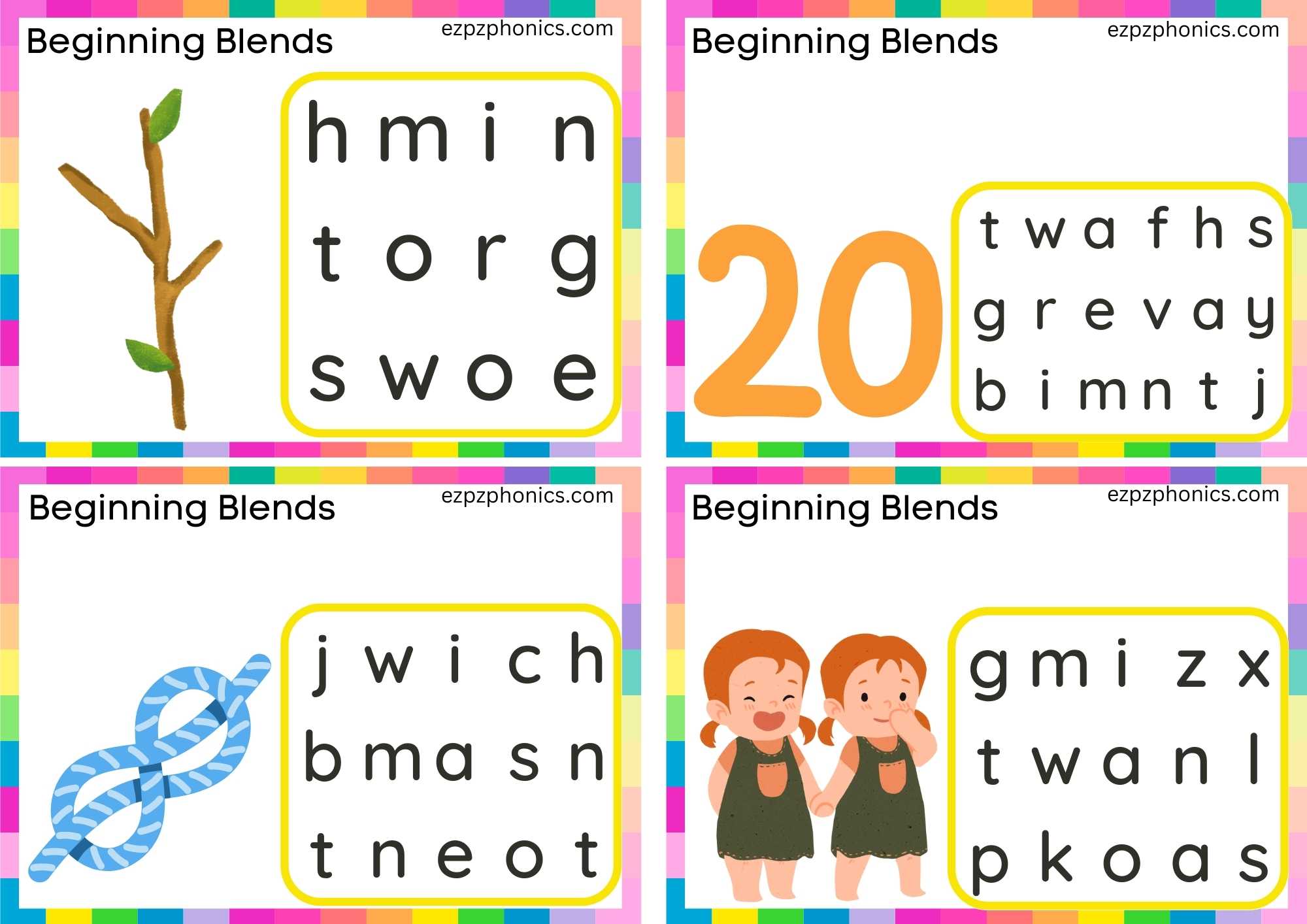 BL Beginning Blends Clip Cards Read The Words And Clip The Correct ...