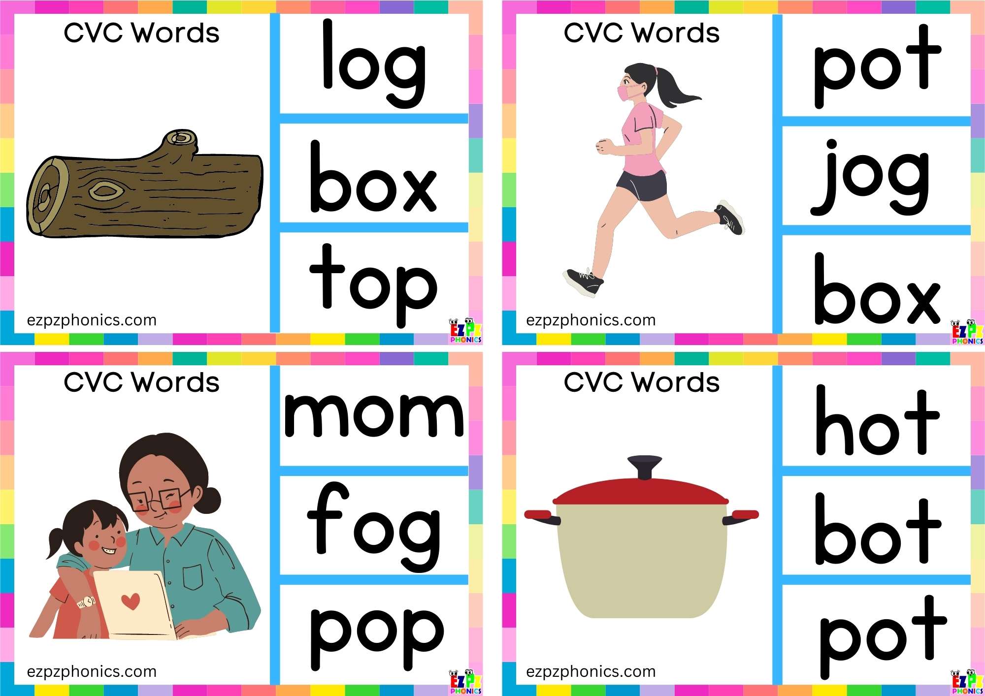 O Short Vowel Sound CVC Words - ezpzphonics.com