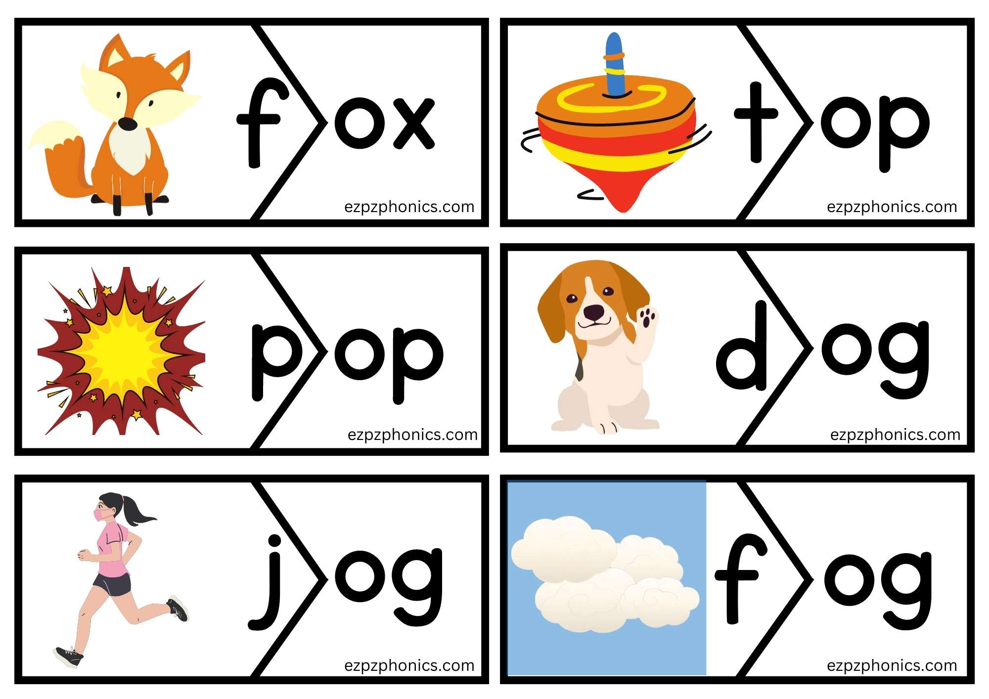 O Short Vowel Sound CVC Words - ezpzphonics.com