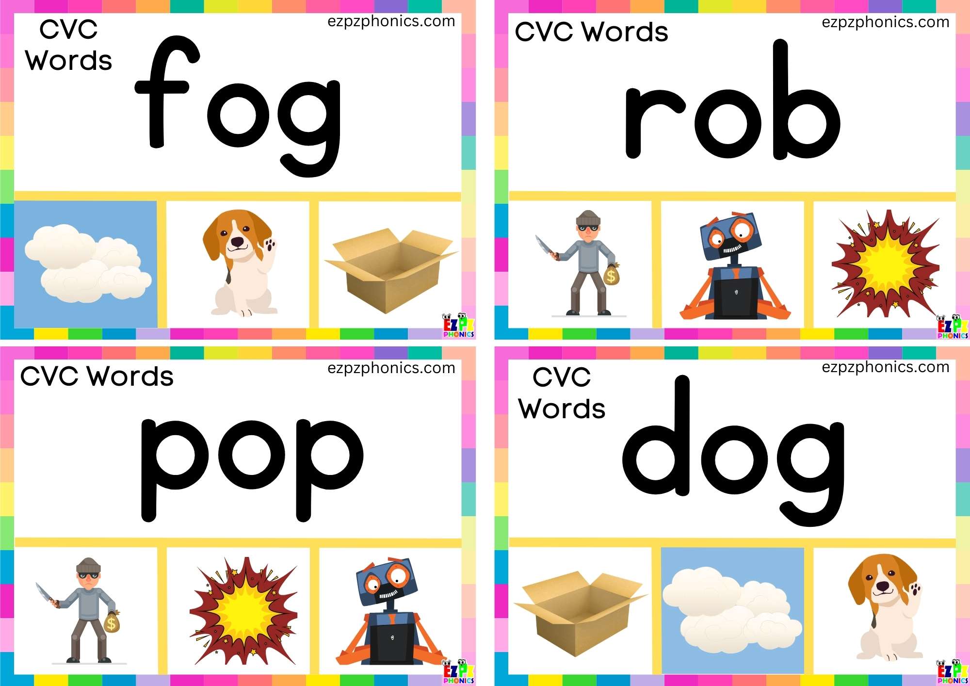 O Short Vowel Sound CVC Words - ezpzphonics.com