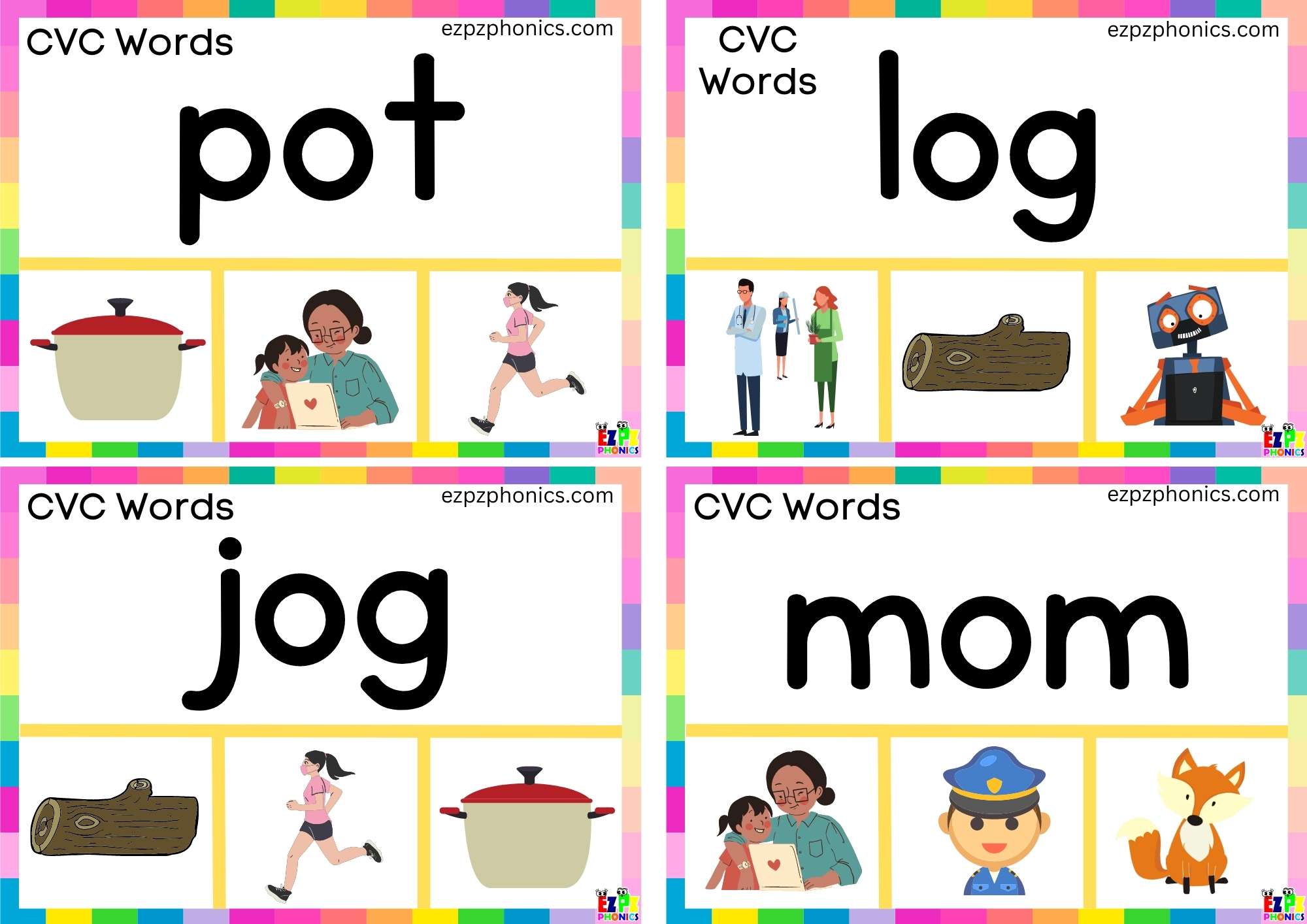 O Short Vowel Sound CVC Words - ezpzphonics.com