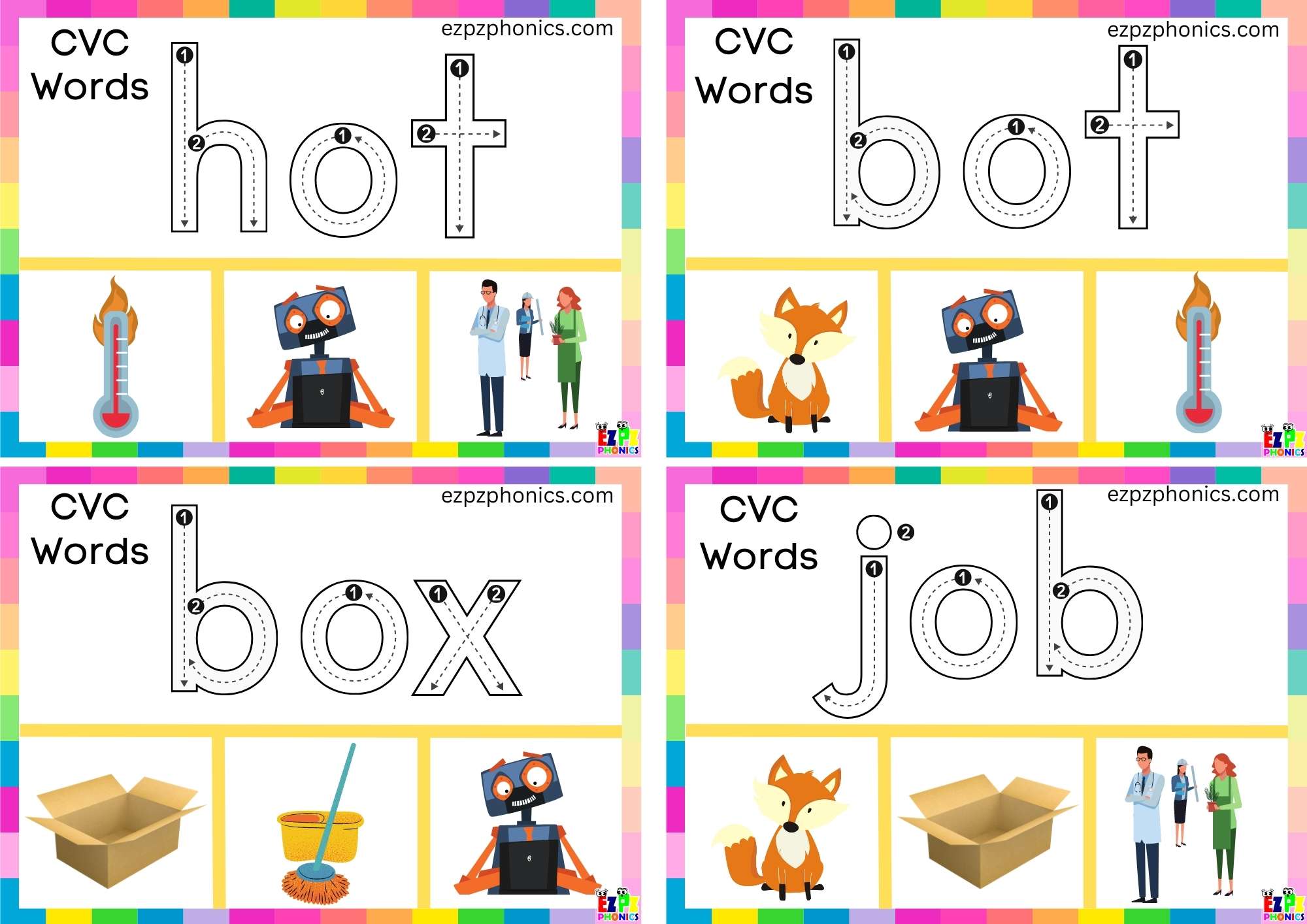 O Short Vowel Sound CVC Words - ezpzphonics.com