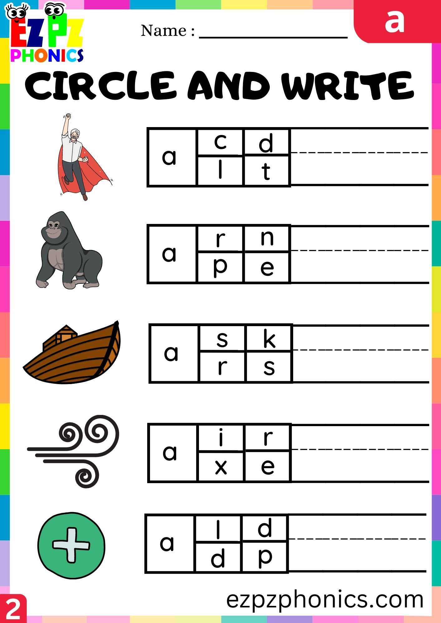 Letter a Write and Find Beginning Sounds Worksheet - ezpzphonics.com