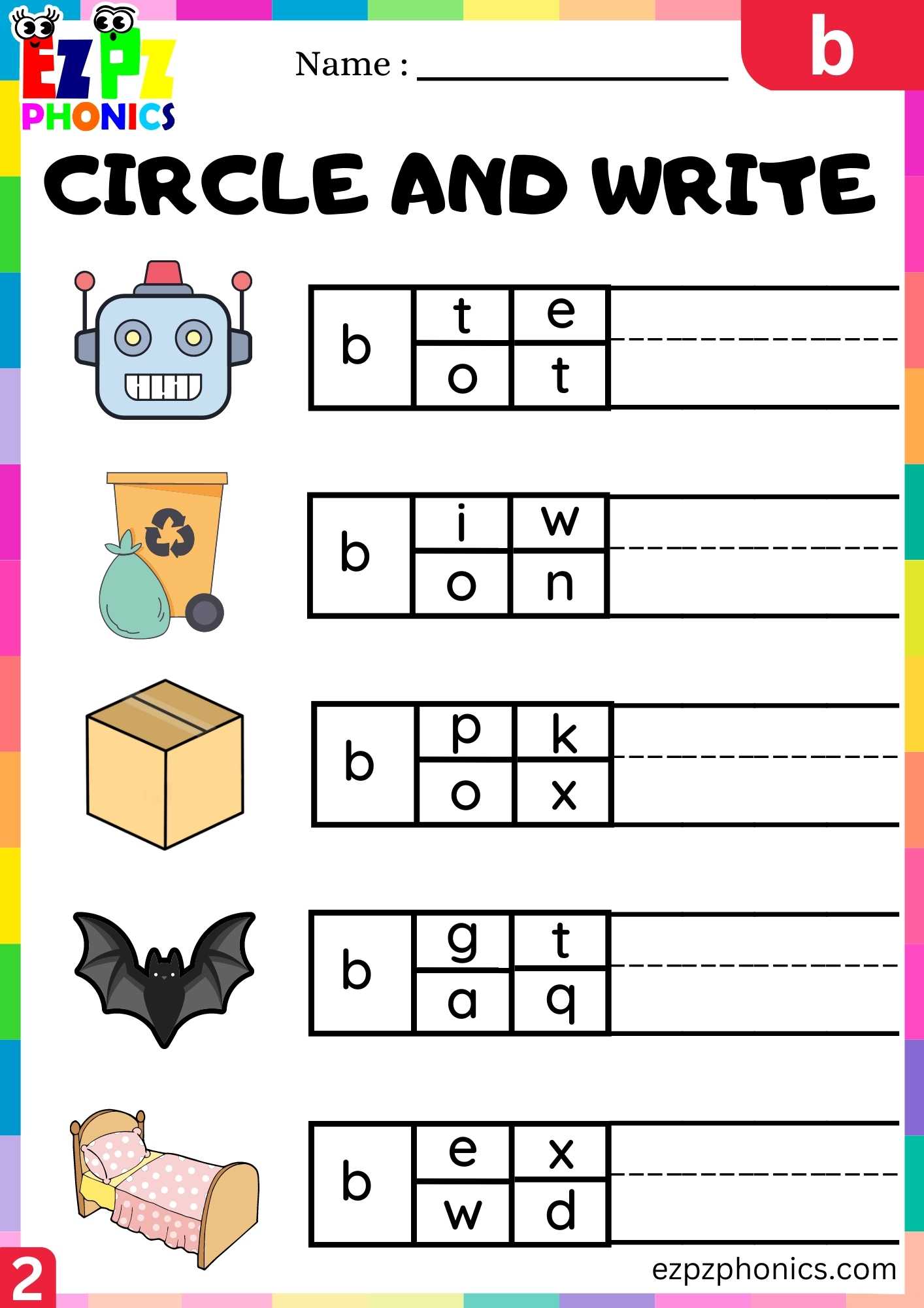 Group2 Letter b Circle and Write Beginning Sounds Worksheet ...