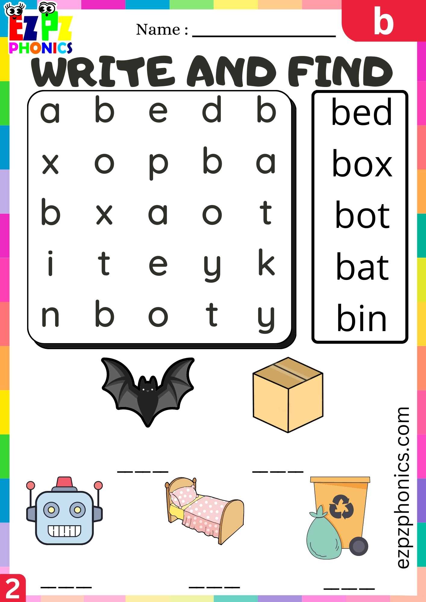 Group2 Letter b Write and Find Word Search Beginning Sounds Worksheet ...