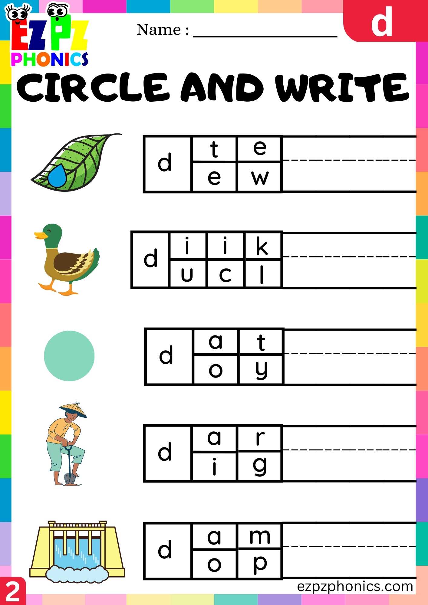 Group2 Letter D Circle And Write Beginning Sounds Worksheet ...