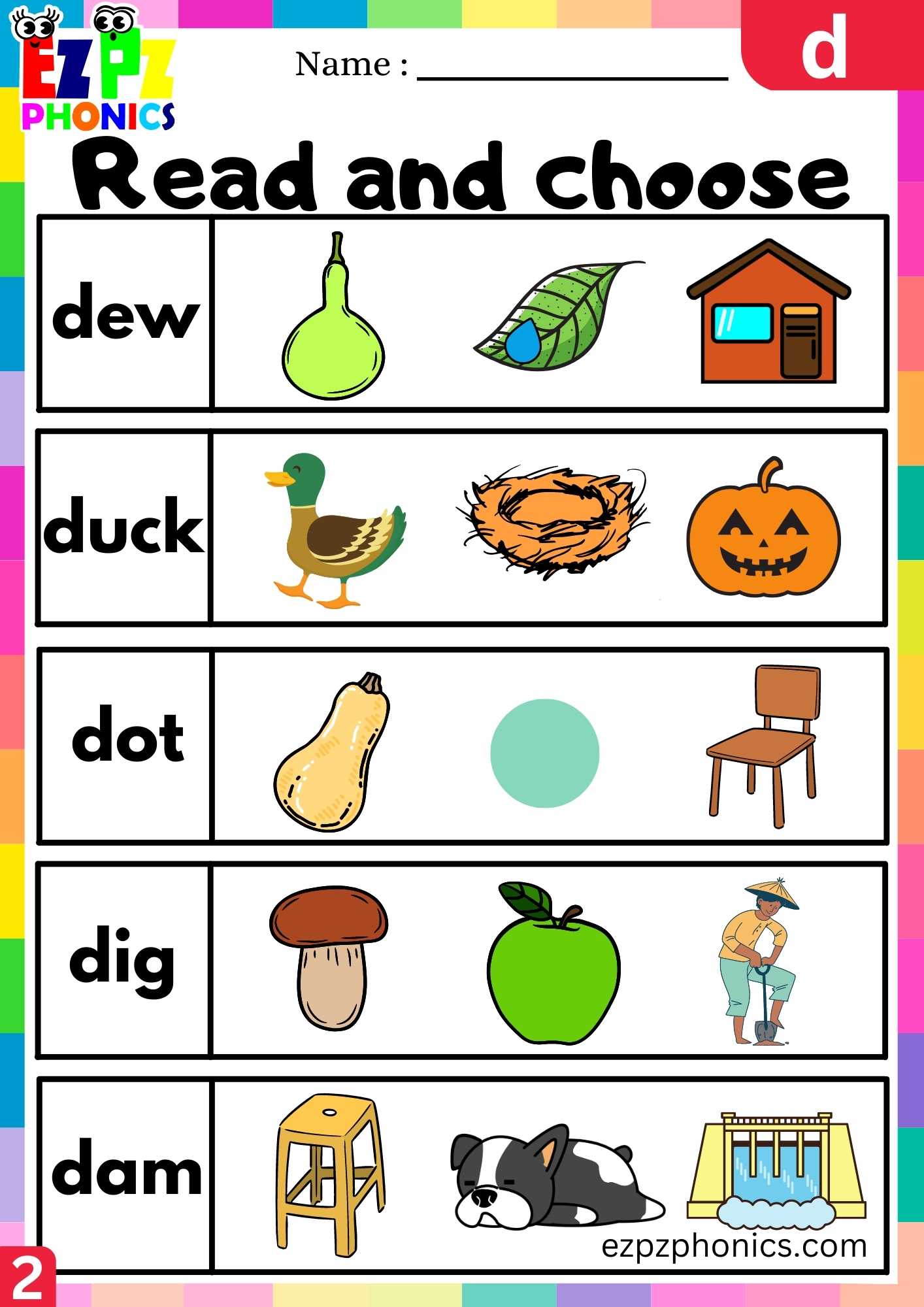 Group2 Letter D Read And Choose Beginning Sounds Worksheet ...