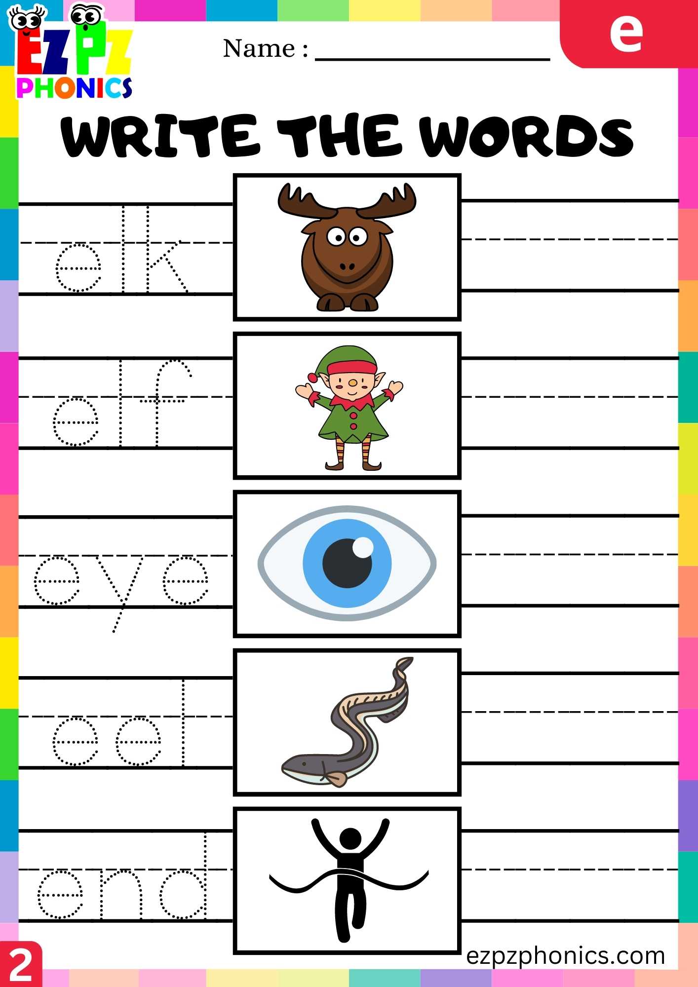 Group2 Letter E Write The Words Beginning Sounds Worksheet ...