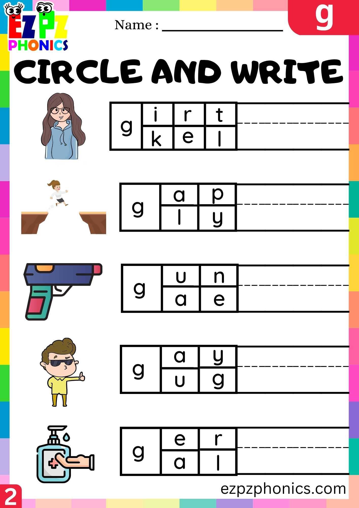 Group2 Letter G Circle And Write Beginning Sounds Worksheet ...