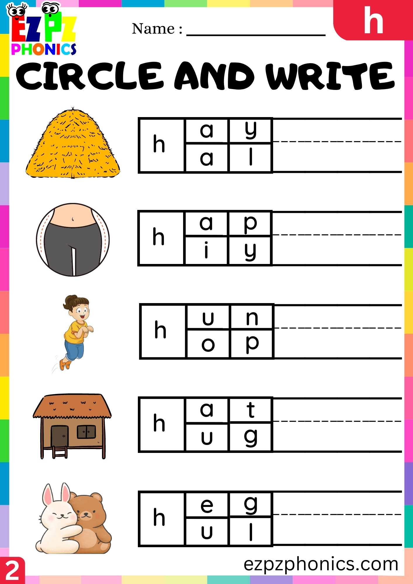 Group2 Letter H Circle And Write Beginning Sounds Worksheet ...