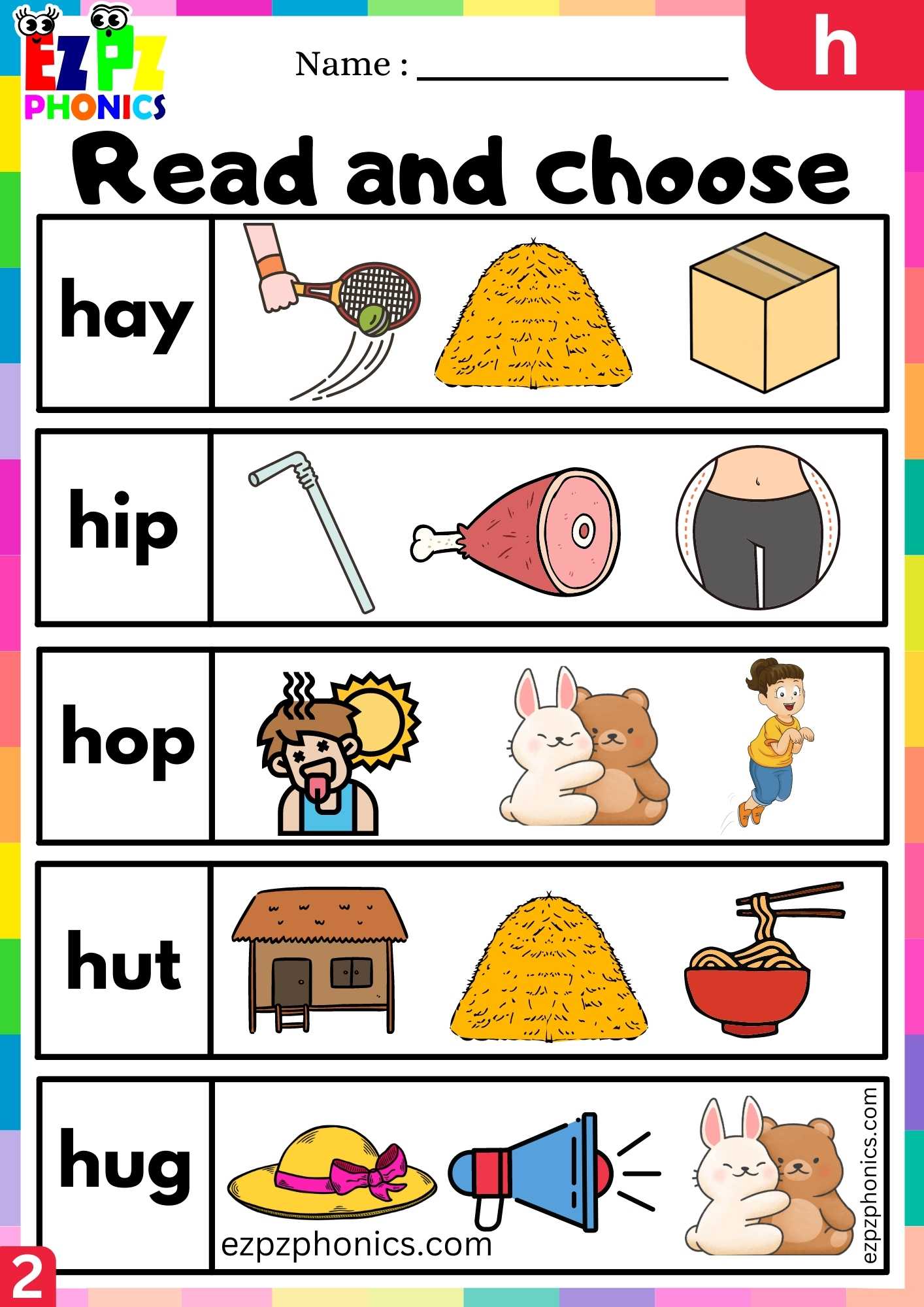 Group2 Letter H Read And Choose Beginning Sounds Worksheet ...