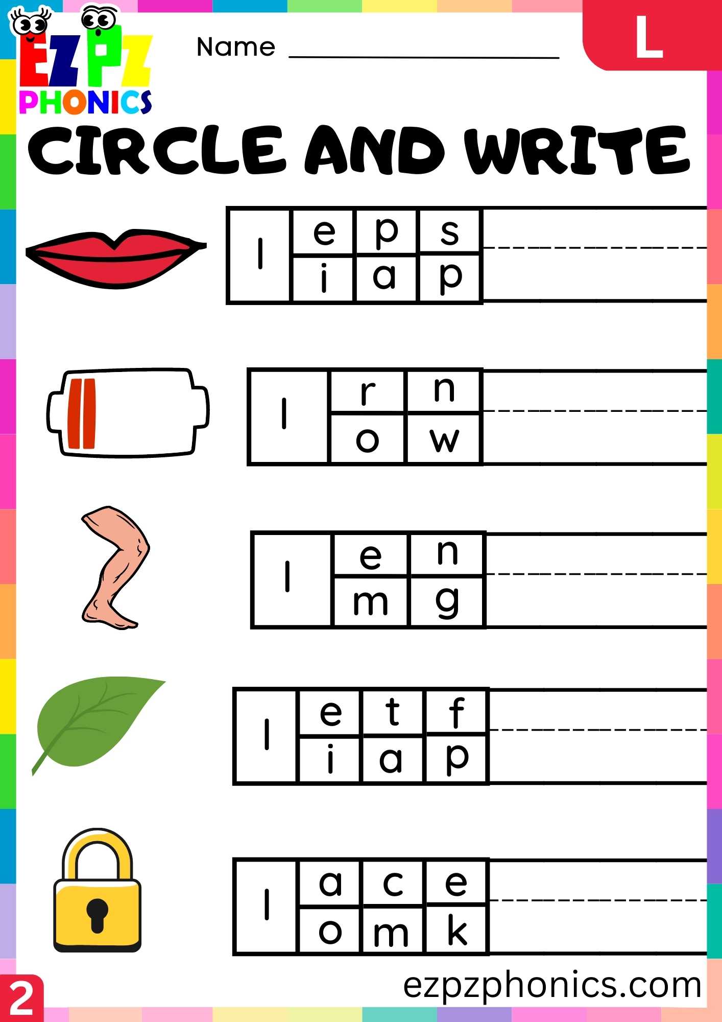 Group2 Letter L Circle And Write Beginning Sounds Worksheet ...