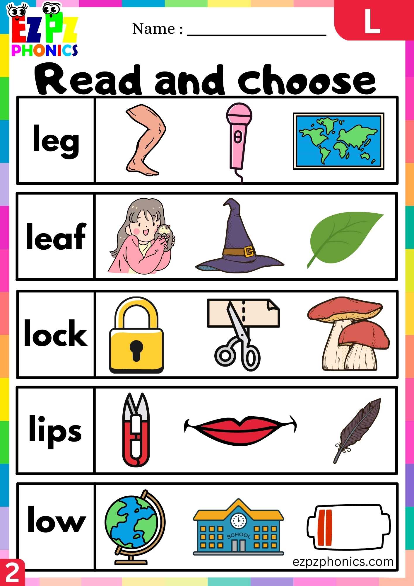 Group2 Letter L Read And Choose Beginning Sounds Worksheet ...