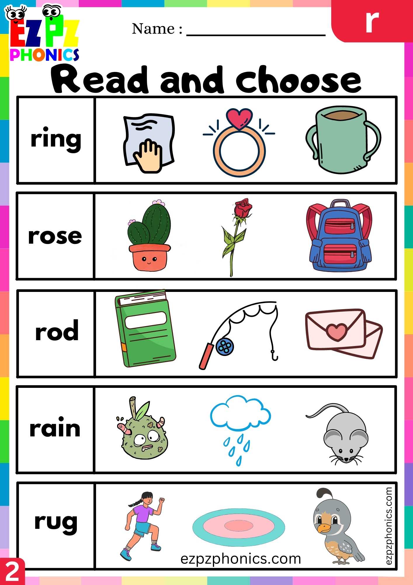 Group2 Letter R Read And Choose Beginning Sounds Worksheet ...