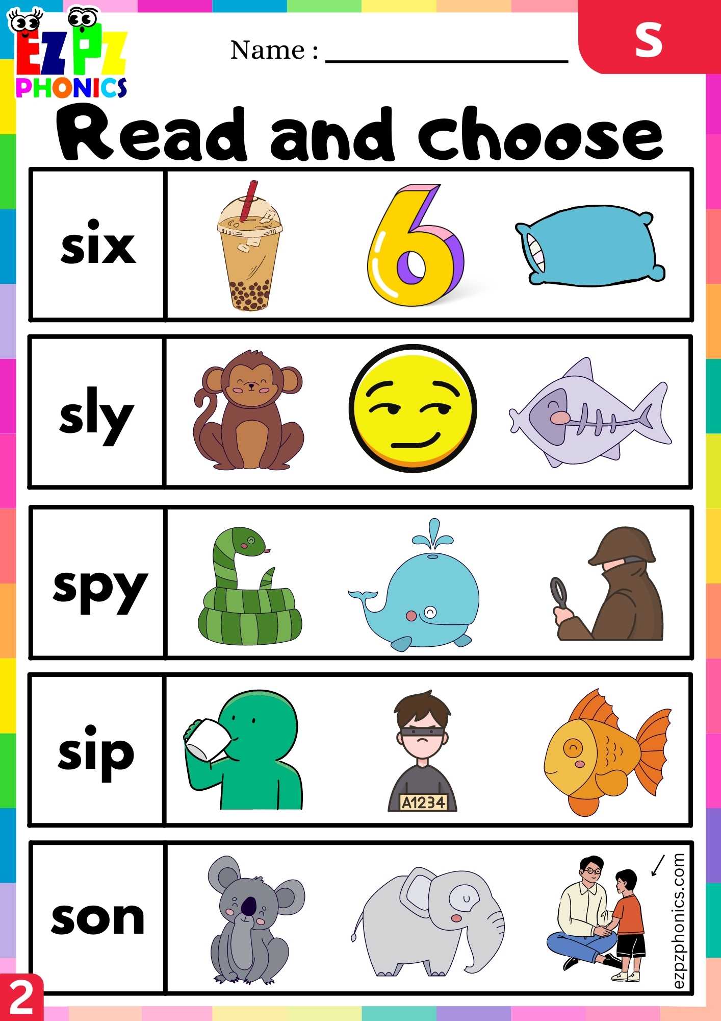 Group2 Letter S Read And Choose Beginning Sounds Worksheet ...
