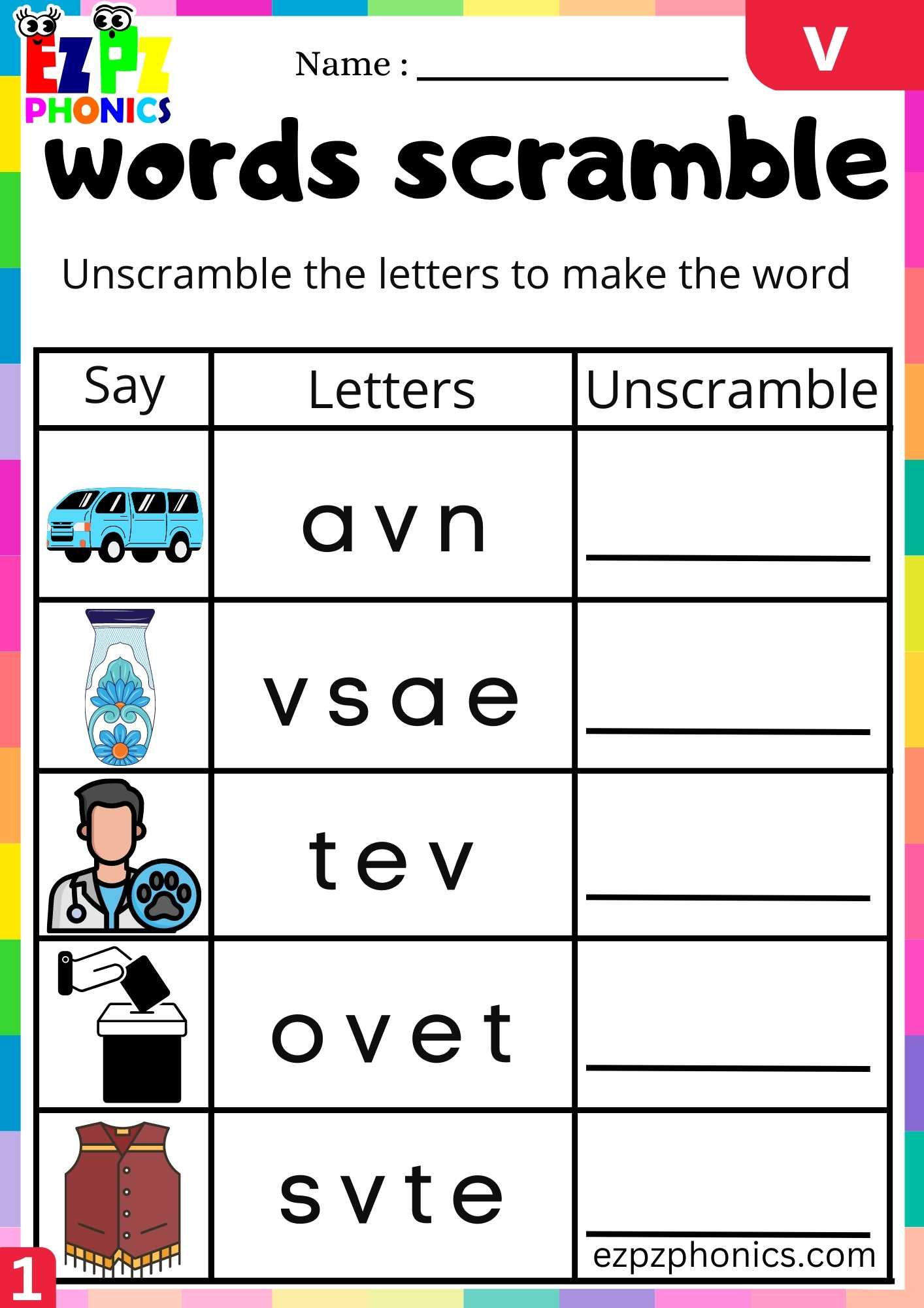 V BEGINNING SOUND - ezpzphonics.com