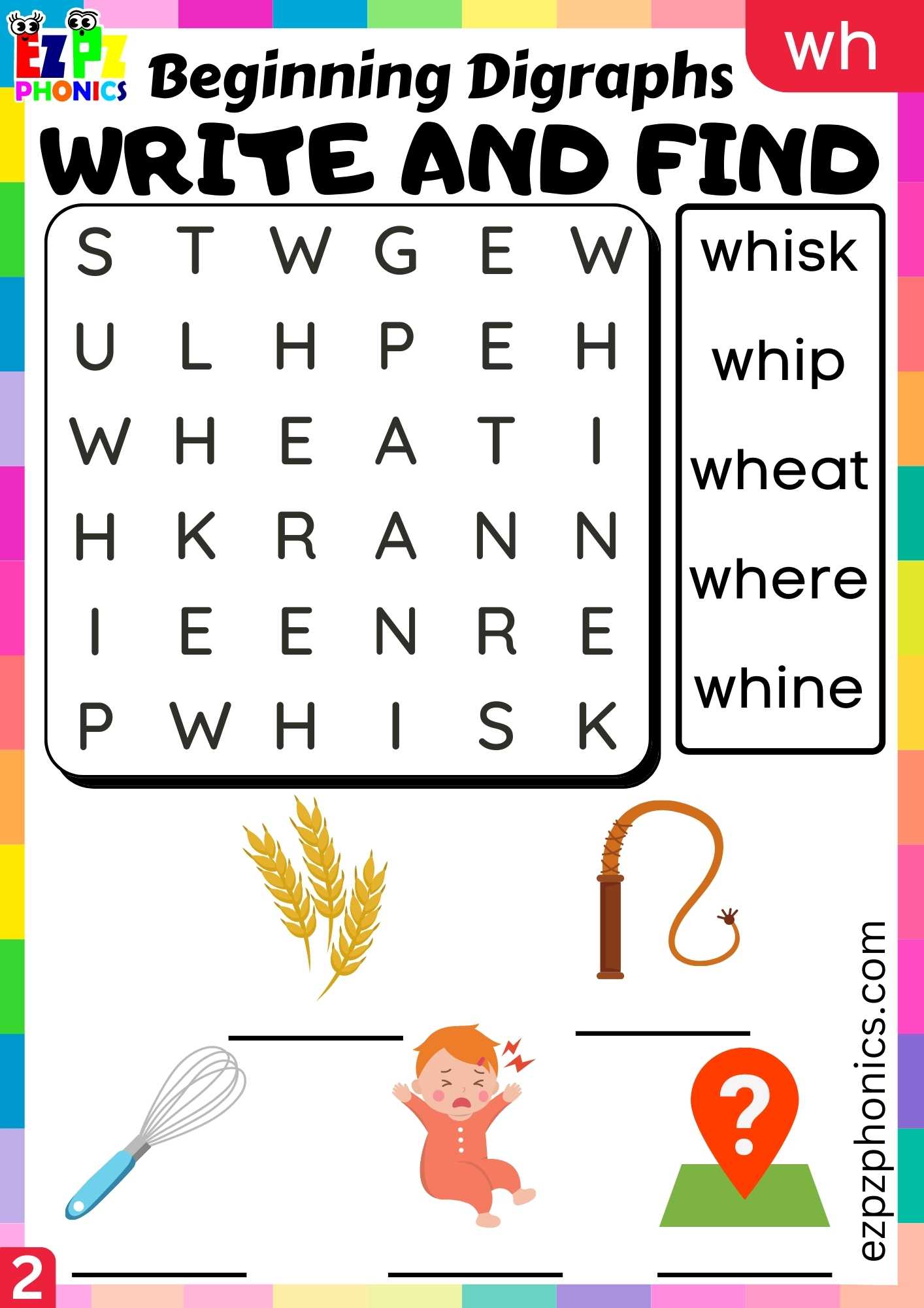 Group2 WH Words Write And Find Consonant Digraphs Phonics Beginning ...
