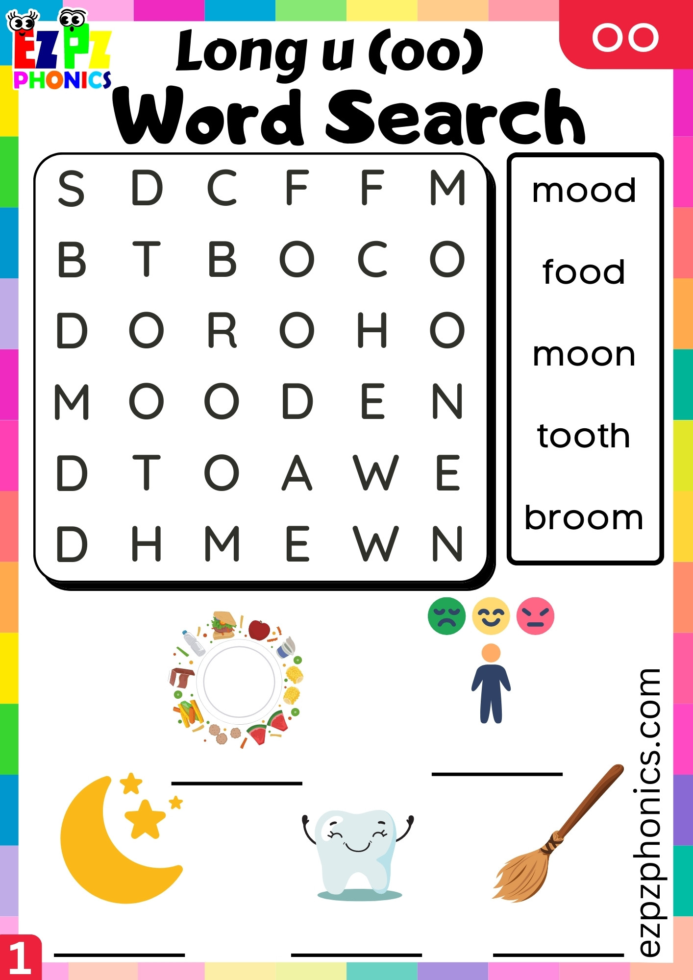 oo Words Long u (oo) Vowel Sound - ezpzphonics.com