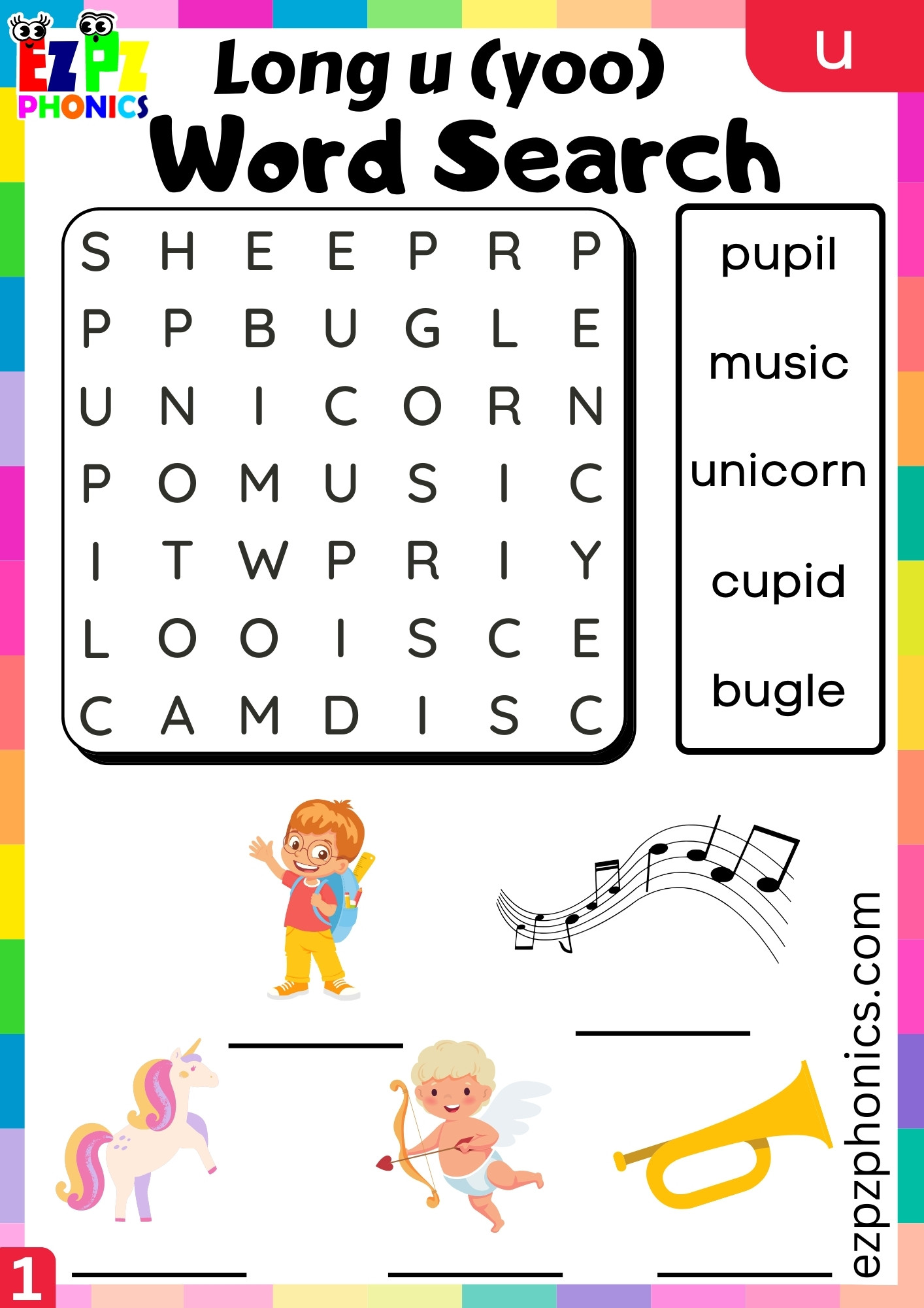 u Words Long u (yoo) Vowel Sound - ezpzphonics.com