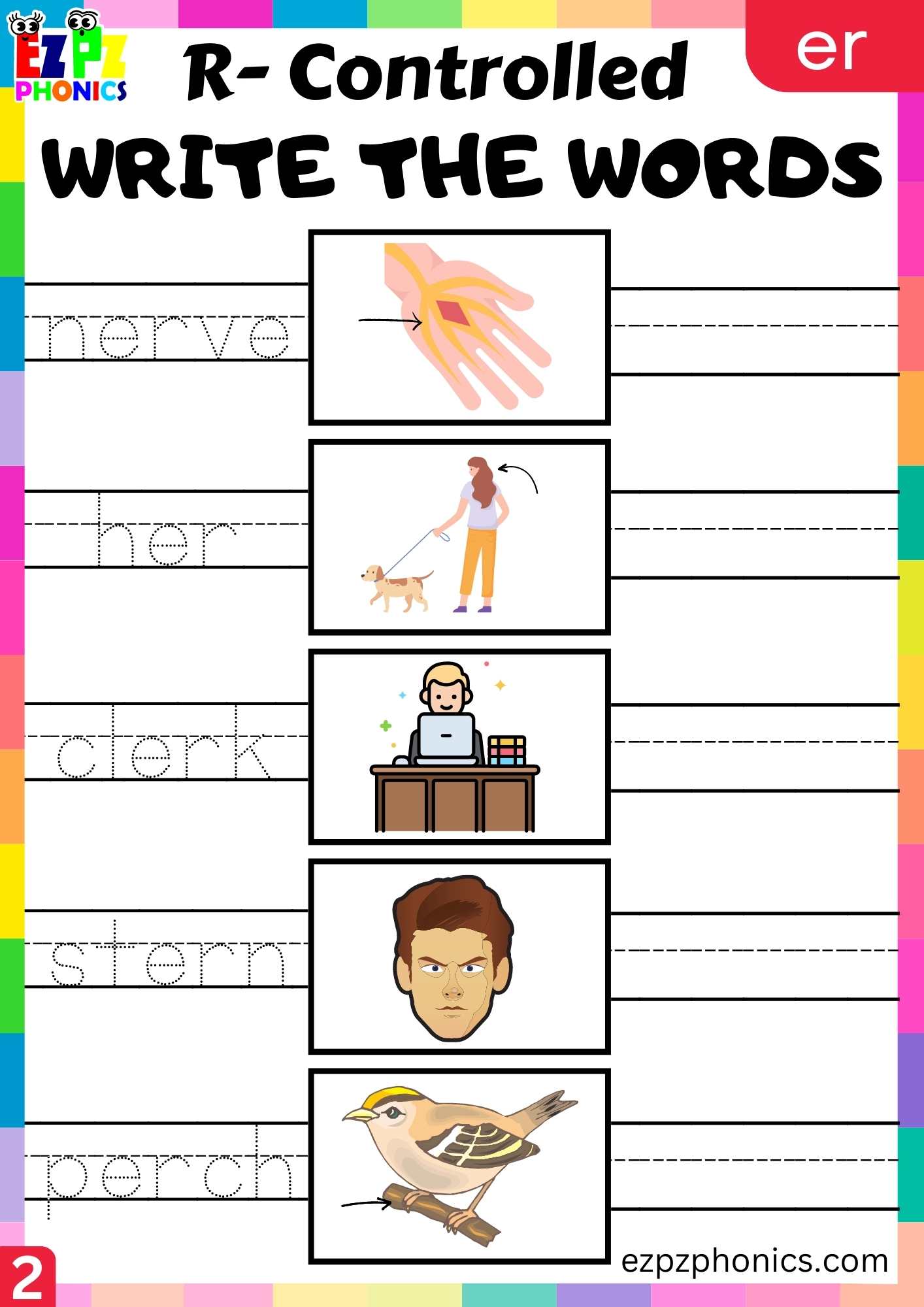 Write the words activity for er words R controlled vowels phonics group ...