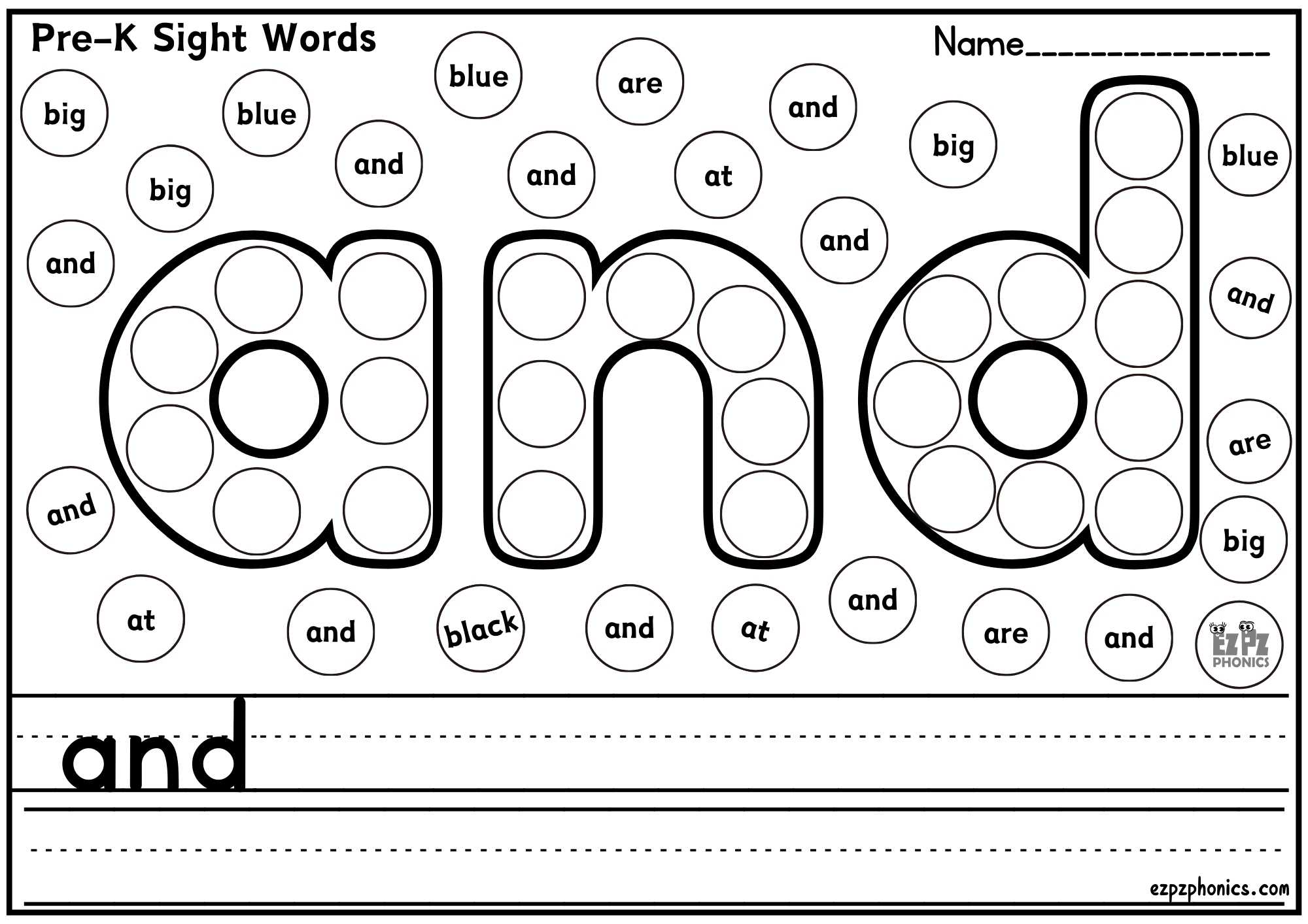 Sight Words Daubers Pre-K Dolch - ezpzphonics.com