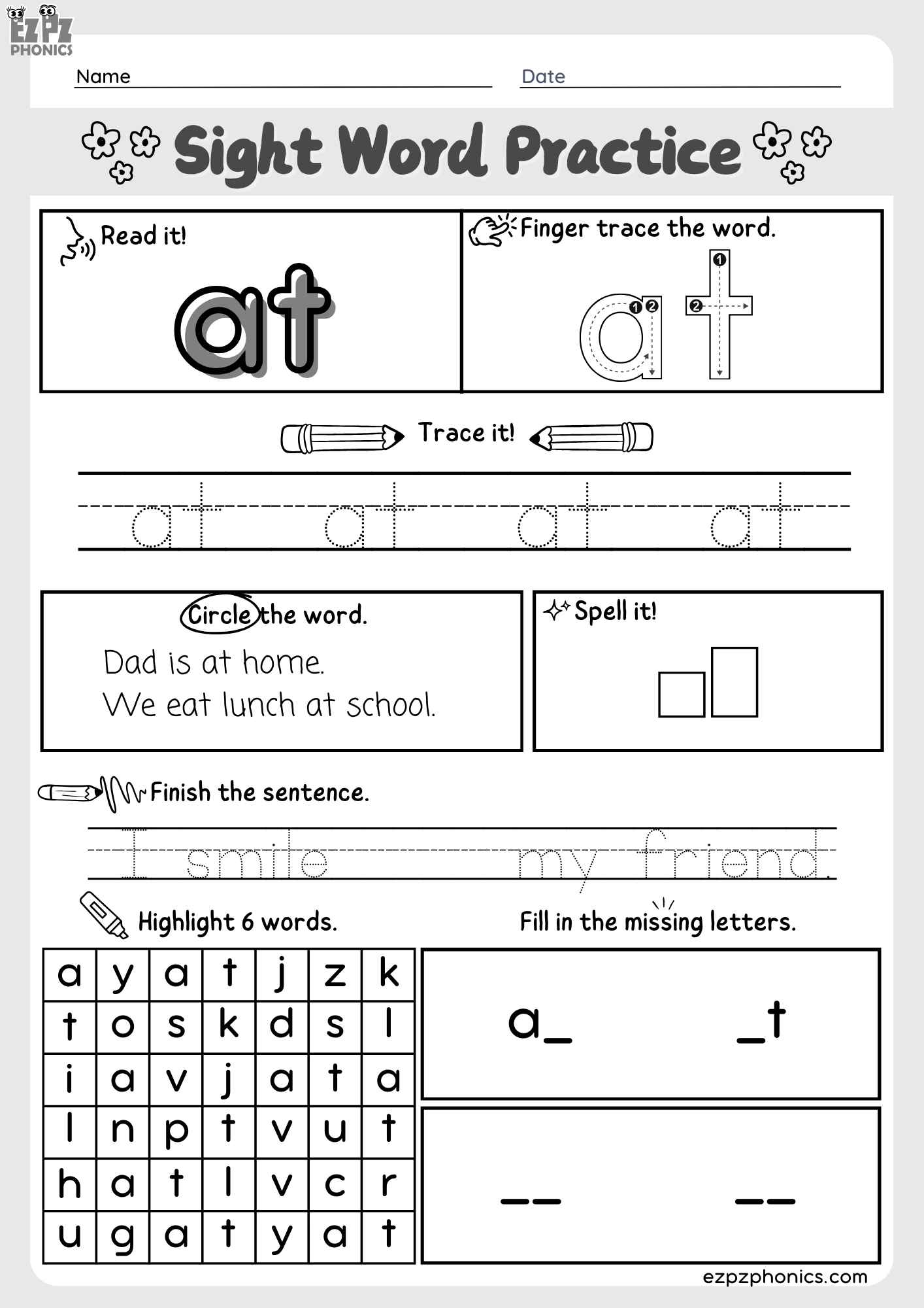 Kindergarten Sight Word Activities - ezpzphonics.com