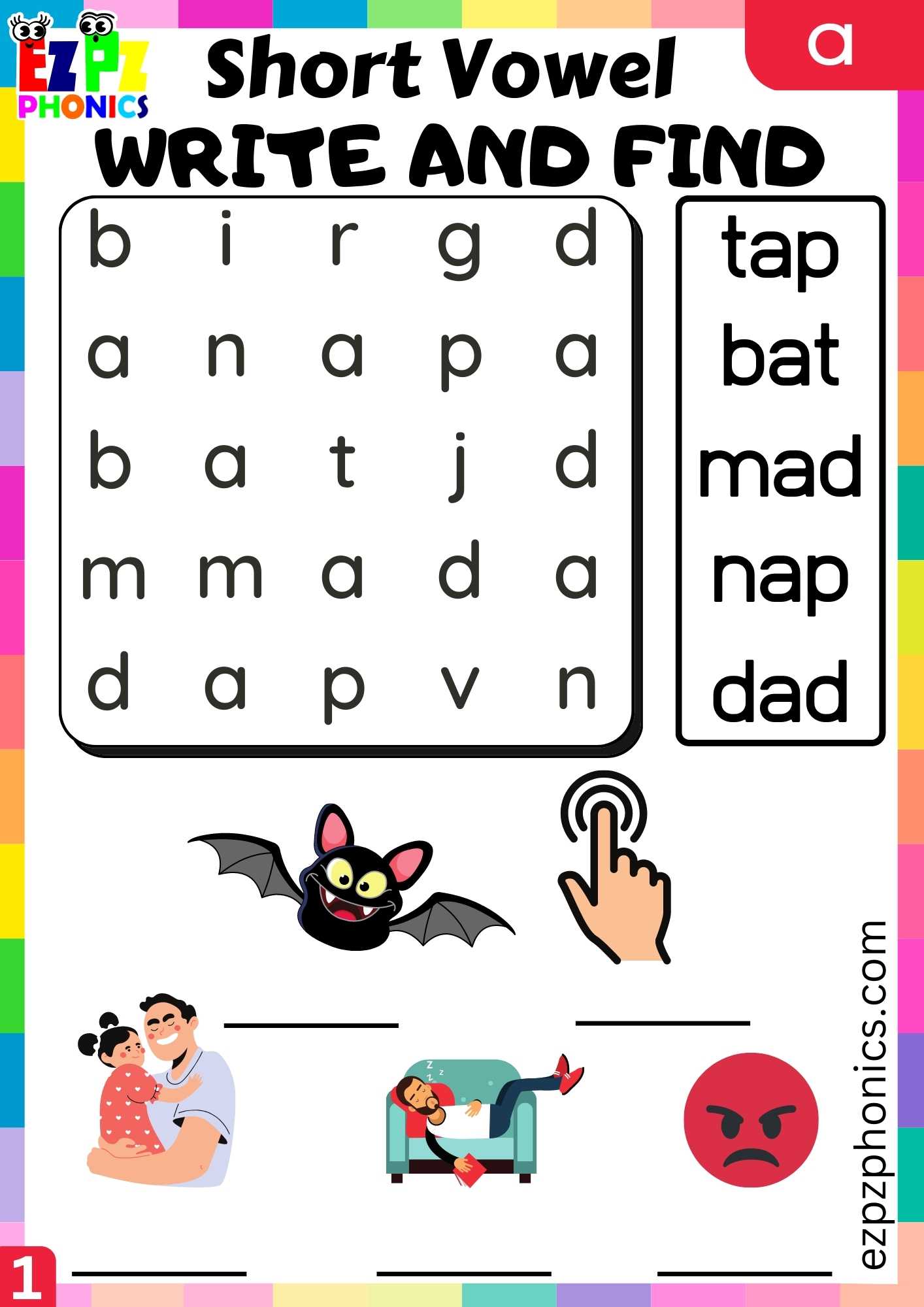 A Short Vowel Sound CVC Words - ezpzphonics.com