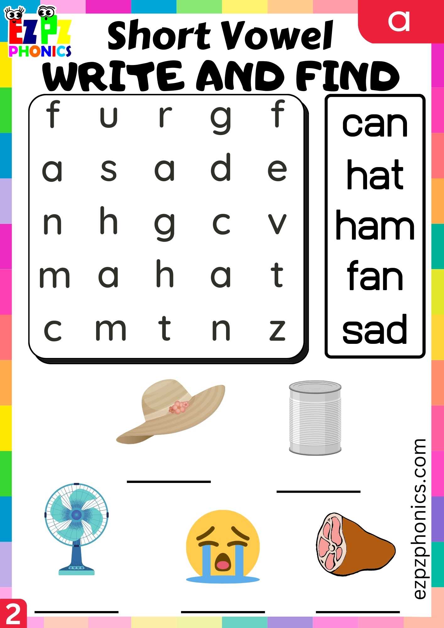 A Short Vowel Sound CVC Words - ezpzphonics.com